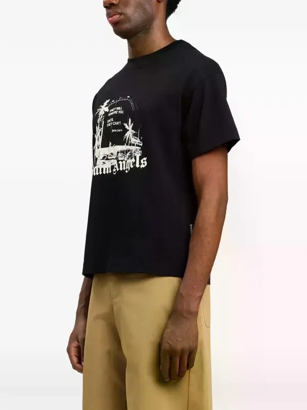 Palm Angels Graphic Print Ribbed T-shirt - Black