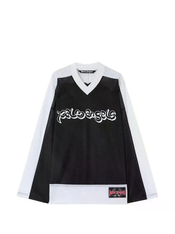 Palm Angels Logo Mesh Long-sleeve T-shirt - Black