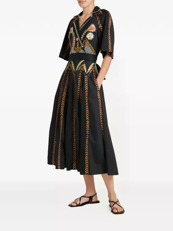 TEMPERLEY LONDON Floral-embroidered Wrap Dress - Black