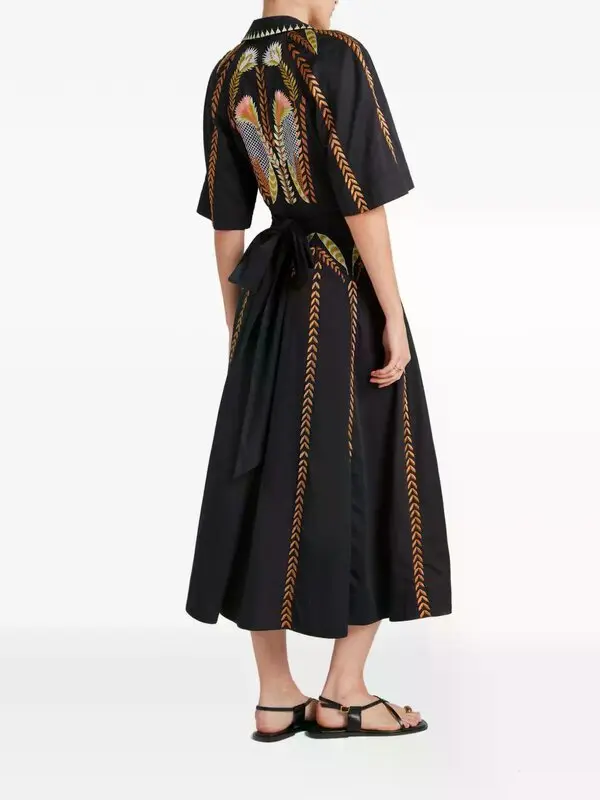 TEMPERLEY LONDON Floral-embroidered Wrap Dress - Black