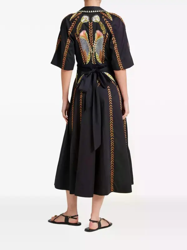 TEMPERLEY LONDON Floral-embroidered Wrap Dress - Black