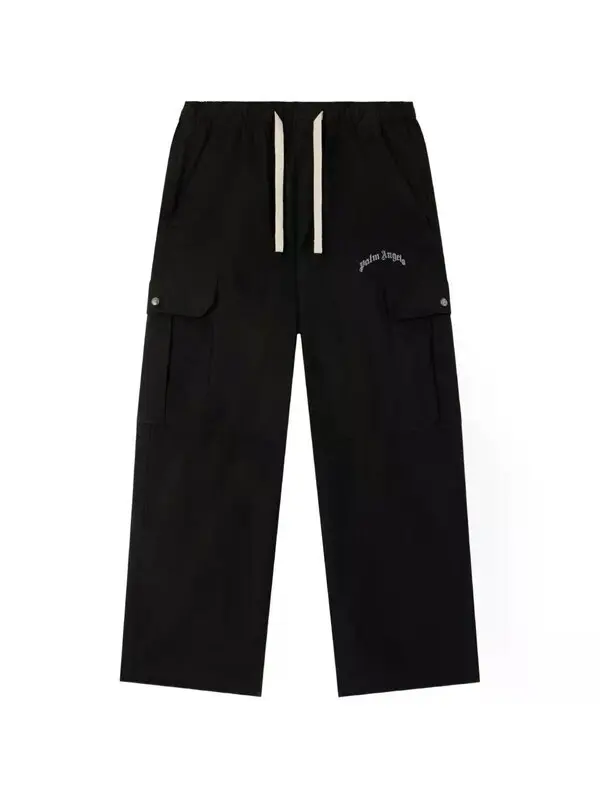 Palm Angels Curved Logo Cargo Trousers - Black