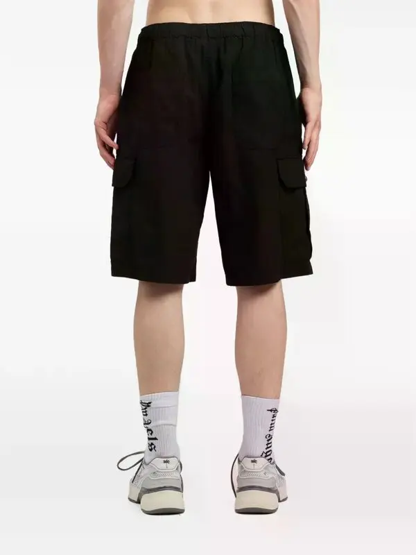 Palm Angels Curved Printed-logo Cargo Shorts - Black
