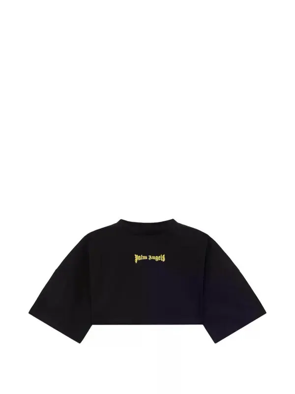 Palm Angels Logo-print Cropped T-shirt - Black
