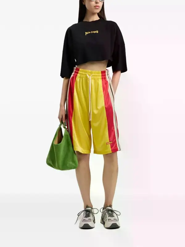 Palm Angels Logo-print Cropped T-shirt - Black