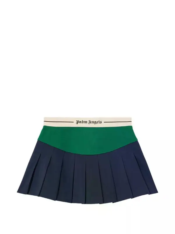 Palm Angels Logo Pleated Mini Skirt - Blue