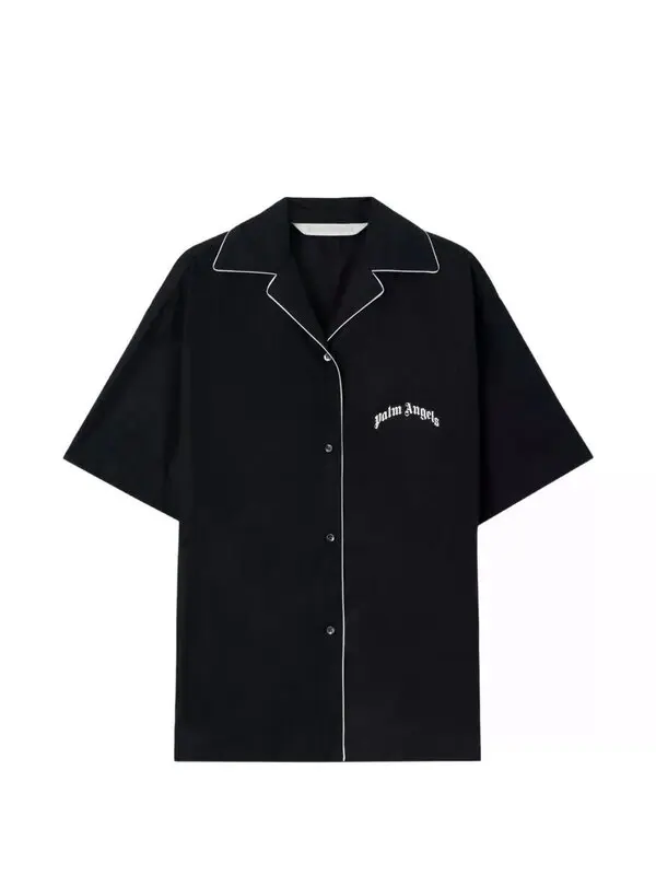 Palm Angels Curved-logo Bowling Shirt - Black