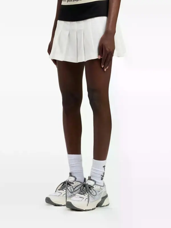 Palm Angels Logo Pleated Mini Skirt - White