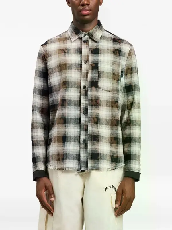 Palm Angels Check-pattern Frayed Shirt