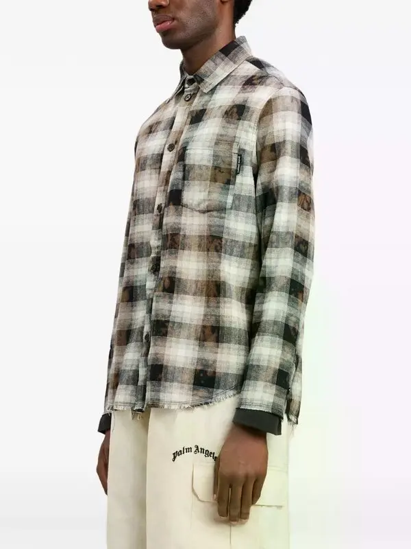Palm Angels Check-pattern Frayed Shirt