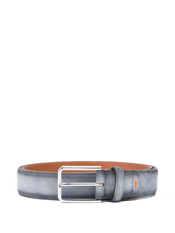 Santoni Belt With Silver Buckle - Grey