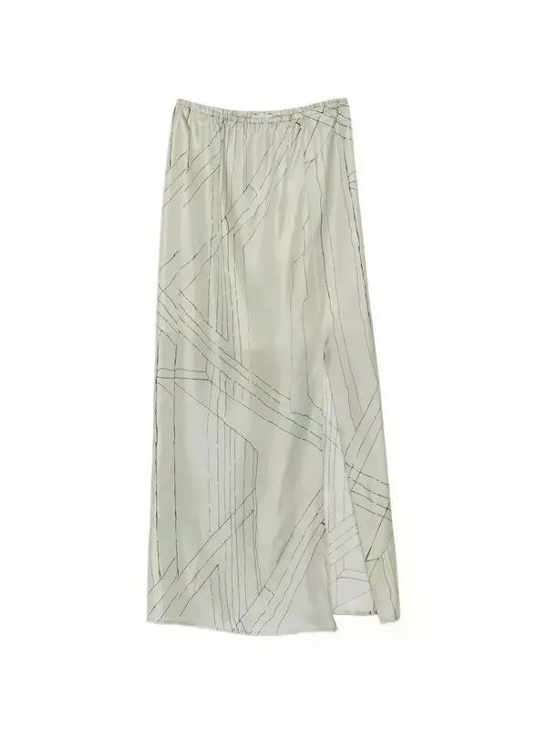ALYSI Graphic-print Slit Skirt - Green