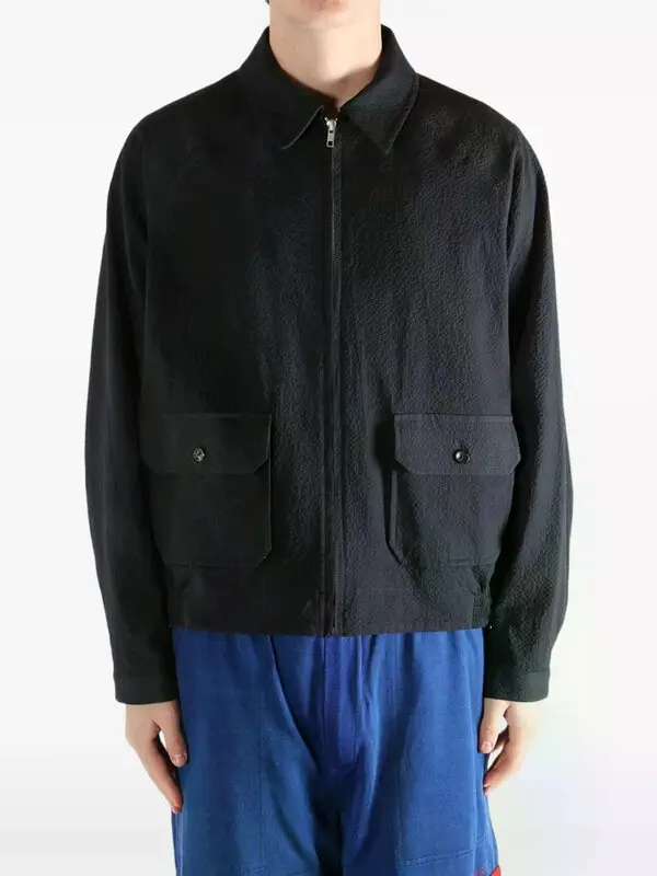 BODE Seersucker Coach's Bomber Jacket - Black