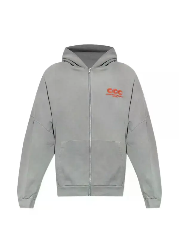 WILLY CHAVARRIA Logo-embroidered Zip-up Hoodie - Grey