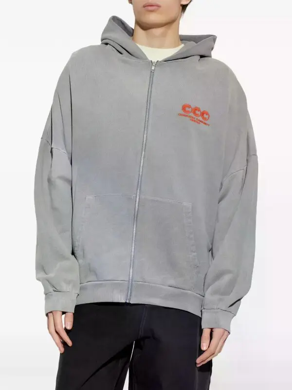 WILLY CHAVARRIA Logo-embroidered Zip-up Hoodie