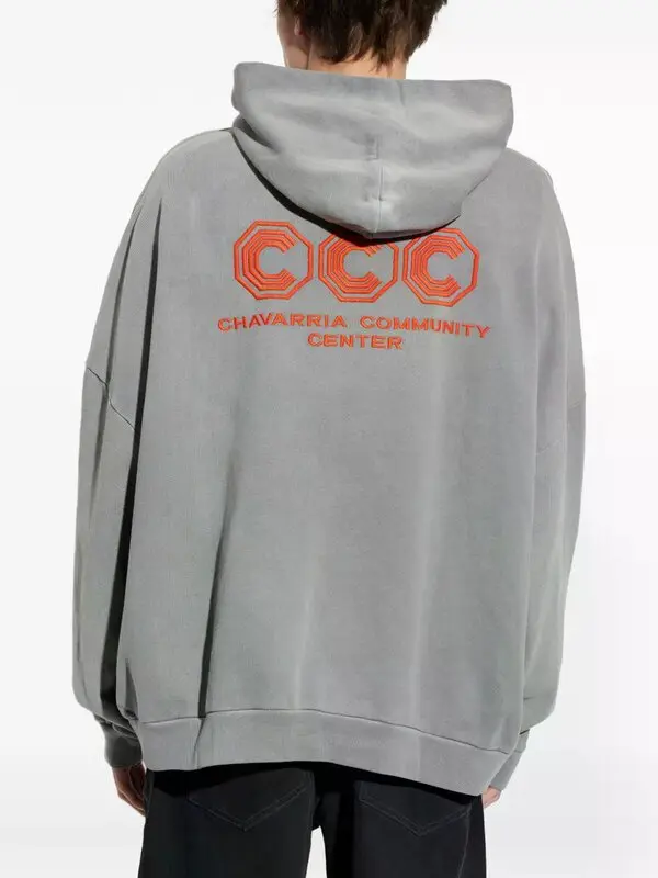 WILLY CHAVARRIA Logo-embroidered Zip-up Hoodie