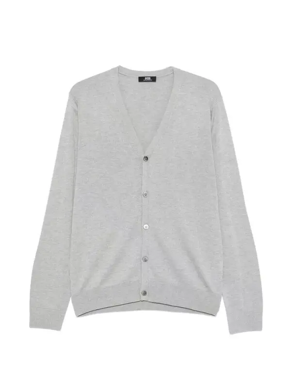 Alpha Studio Button V-neck Cardigan - Grey