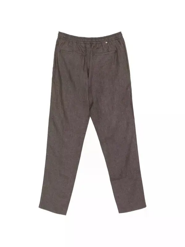 Canali Drawstring Waist Linen Trousers - Brown