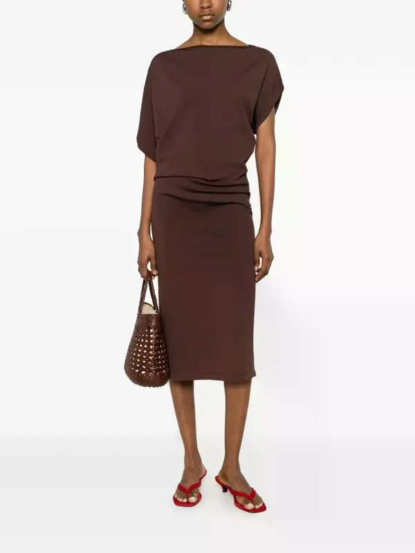 Alpha Studio Boat-neck Midi Dress