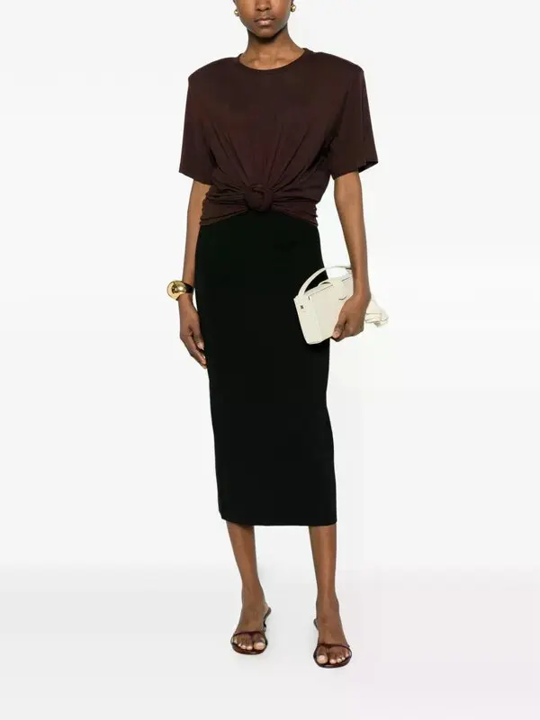 Alpha Studio Midi Skirt With Elastic Waistband - Black