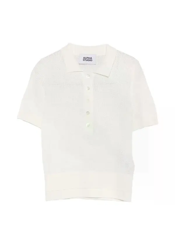 Alpha Studio Pointelle Polo Shirt - White