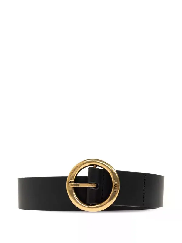 AMI Paris Circular-buckle Leather Belt - Black