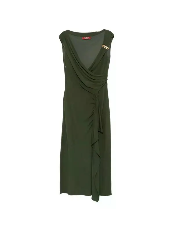 Max Mara Taureo Draped Ruffled Midi Dress - Green