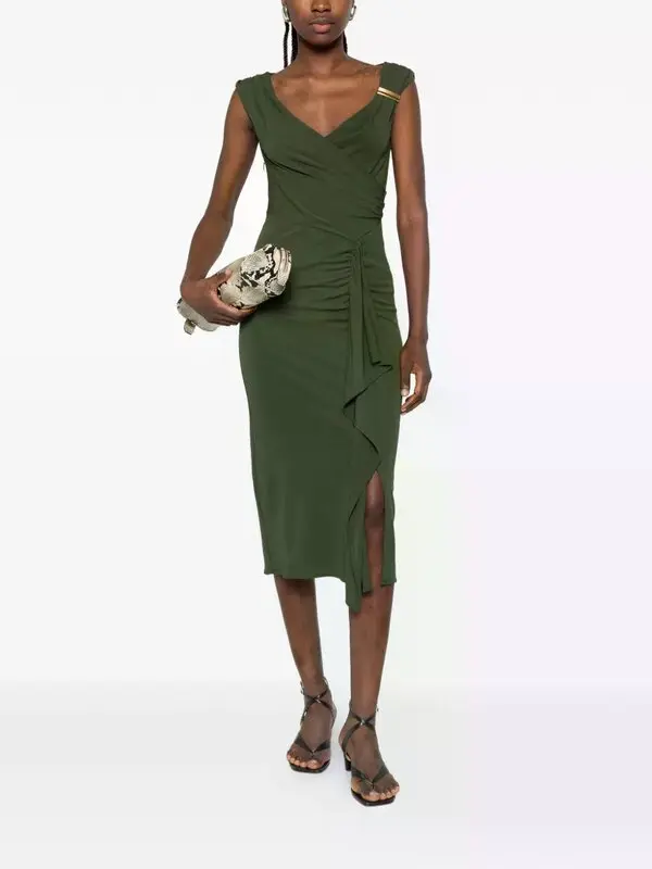 Max Mara Taureo Draped Ruffled Midi Dress - Green