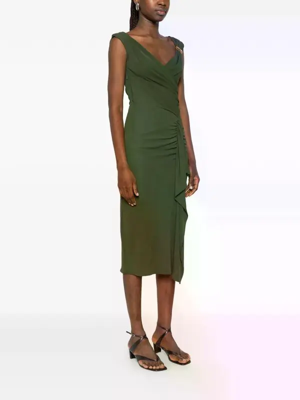 Max Mara Taureo Draped Ruffled Midi Dress - Green