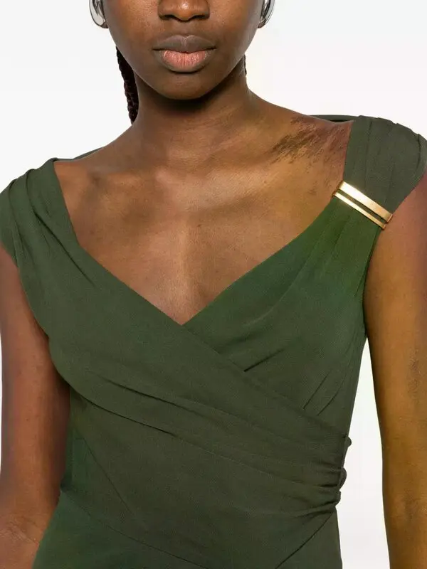 Max Mara Taureo Draped Ruffled Midi Dress - Green