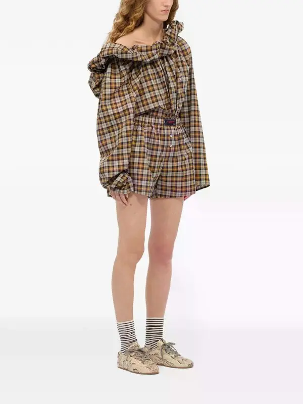 MSGM Buttoned Checkered Shorts