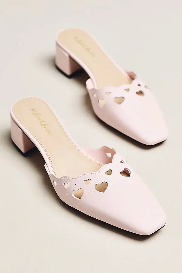 For Love & Lemons Juliette Heart Cutout Mules - Pink