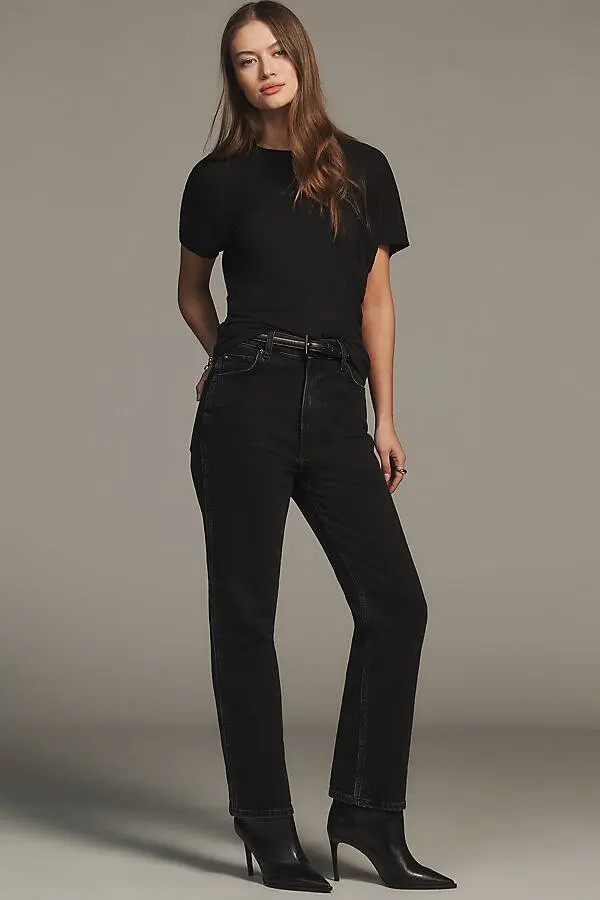 ANINE BING Jane High-rise Straight-leg Jeans - Vintage Black