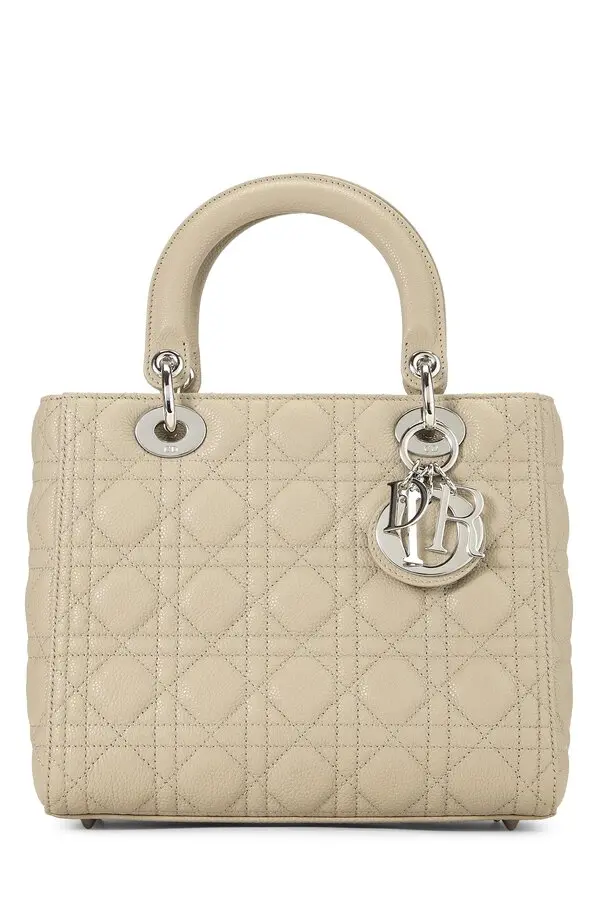 Dior Cannage Quilted Calfskin Lady - Beige