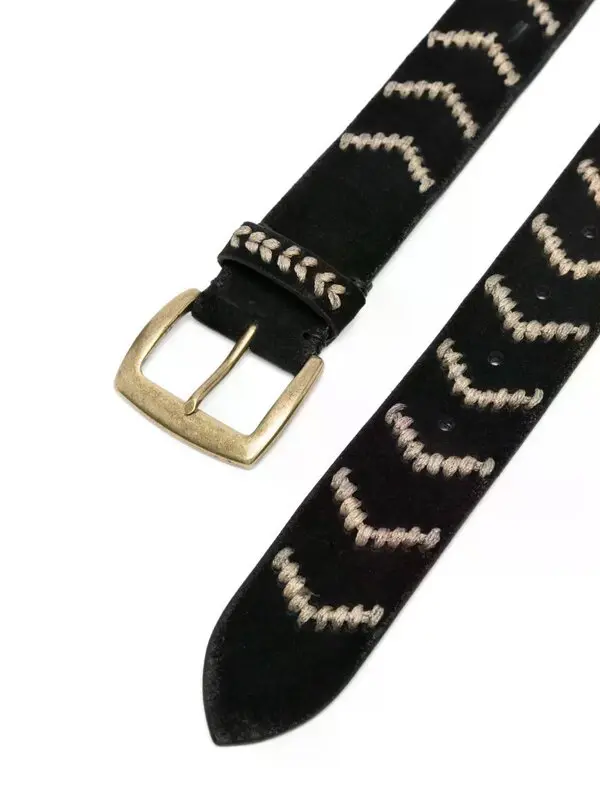 PUNTOVITA&ARSENICO Whipstitch Chevron-pattern Belt