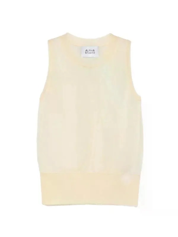 Alpha Studio Sheer Crew Neck Top