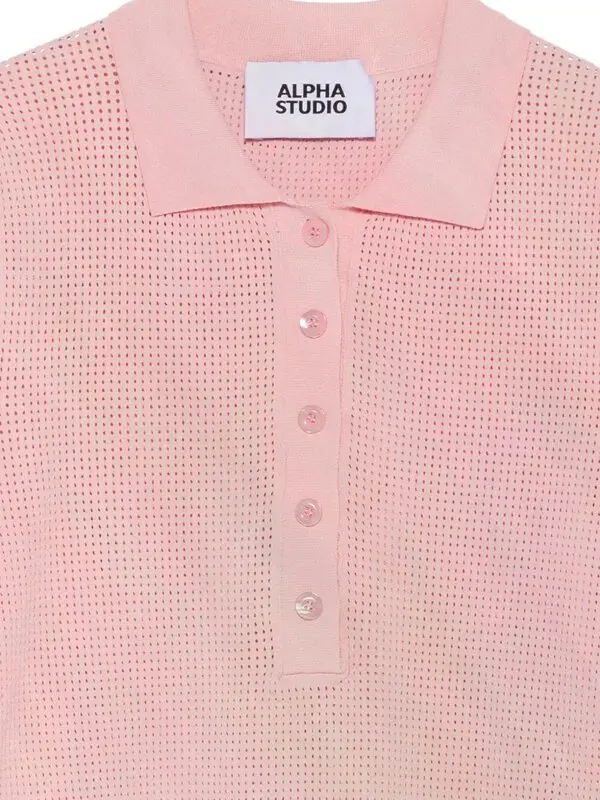 Alpha Studio Buttoned Knit Polo Shirt