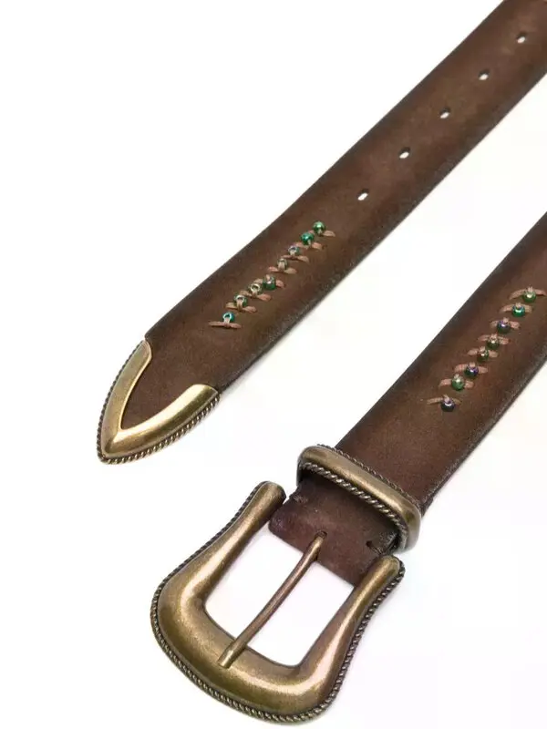 PUNTOVITA&ARSENICO Bead-embellished Whipstitch Belt