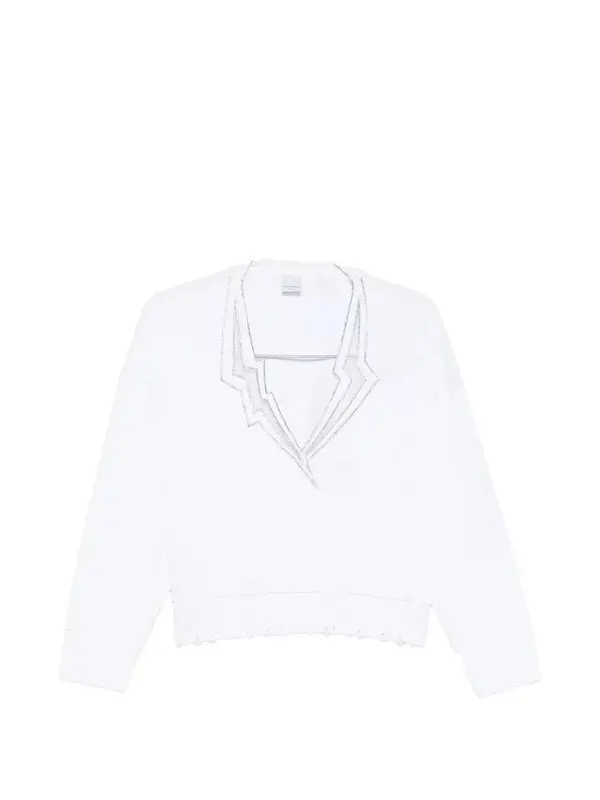 Pinko Frayed Graphic Sweater - White