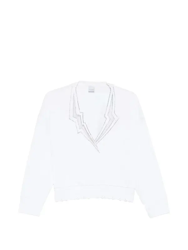 Pinko Frayed Graphic Sweater - White