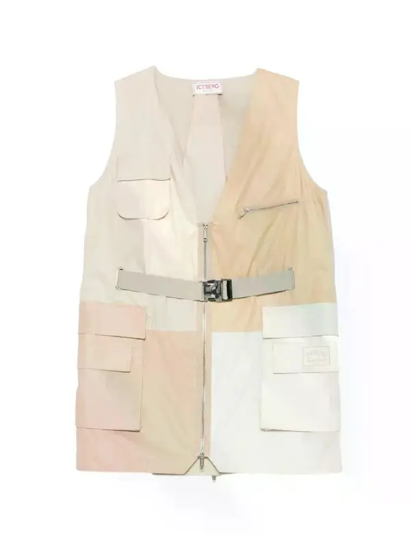 Iceberg Colourblock Pocket Mini Dress - Neutrals