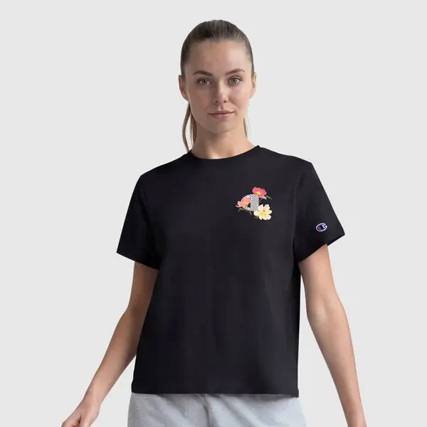 Champion Floral Mesh C Graphic T-shirt, C Logo - Black