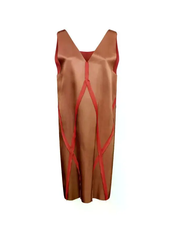 MAISON MARGIELA Paneled V-neck Mini Dress - Brown