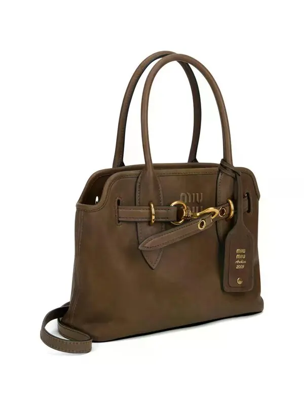 Miu Miu Adventure Logo Adjustable-strap Tote Bag - Brown