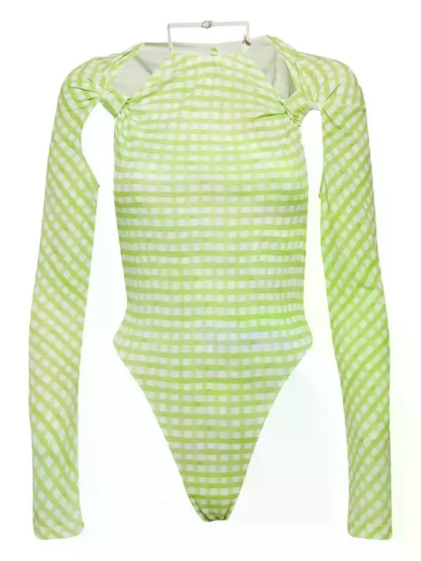 Jacquemus Le Body Nodi Checked Bodysuit - Green