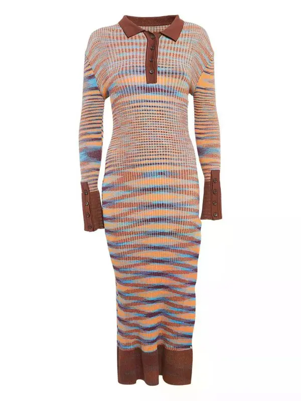 Jacquemus La Zucca Striped Midi Dress - Brown
