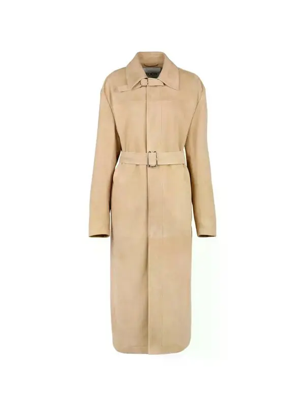 TOD'S Belted Suede Coat - Neutrals