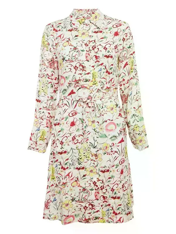 Kenzo Floral-print Belted Dress - White
