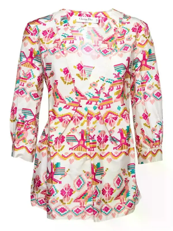 Dior Graphic-print Silk Blouse