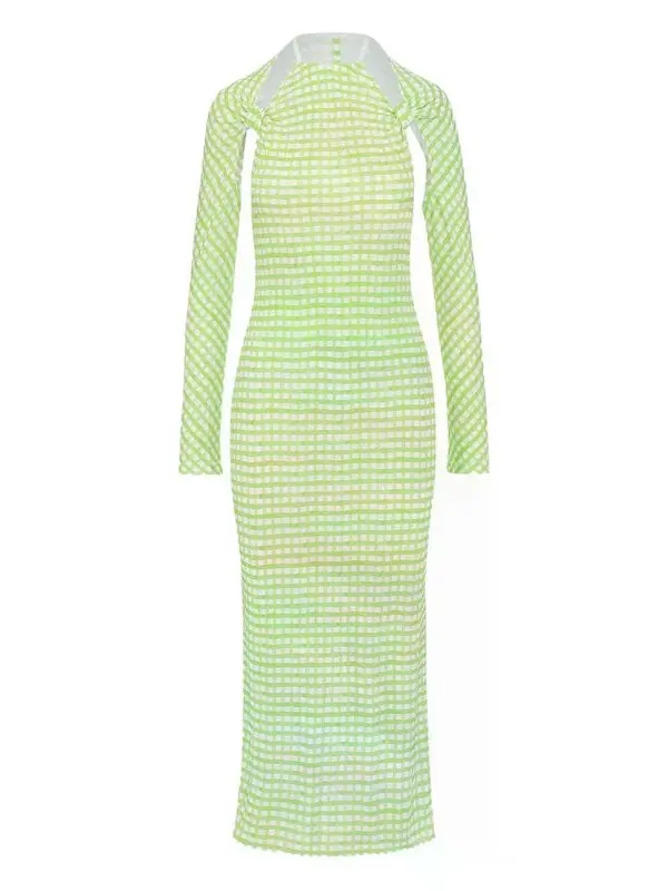 Jacquemus Checked Long Sleeve Dress - Green